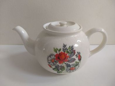 Lovely Country Style Red White And Green Floral Teapot Made In Romania ...