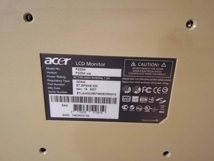 Acer P223w Lcd Monitor 22 Inch For Sale in Moville, Donegal from Foxx