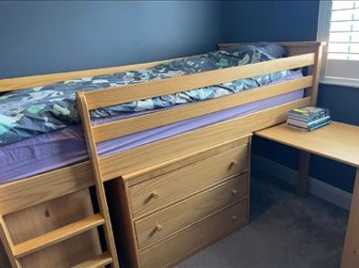Mid Sleeper With Chest Of Drawers Shelves And Slide Away Desk For Sale ...
