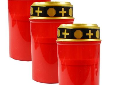 3x Led Grave Light Candle Eternal Light Red Battery Powered 03 Pieces ...
