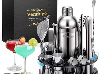 34 Piece Cocktail Set Shaker With 360 Rotating Acrylic Stand 750ml ...
