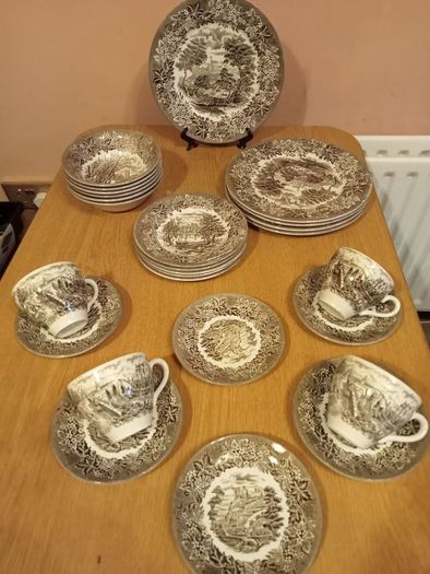 Vintage English Staffordshire Ironstone Tableware Castles Brown White ...