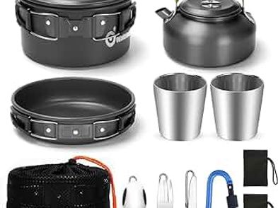 Camping Cooker Pan Set Aluminum Camping Cookware Kit For 2 People ...