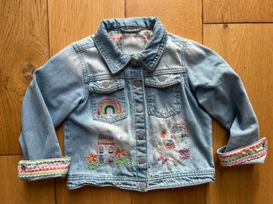 Next Girls Unicorn Rainbow Embroidered Denim Jacket 5 6 Years For Sale ...