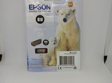 Genuine Epson 26 Black Printer Ink Cartridge C13t26014022 Polar Bear ...