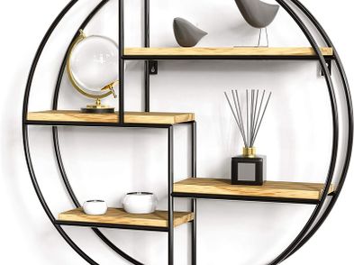 Wall Shelf Round With 4 Shelves Floating Shelf Round Wall Shelf Wood ...