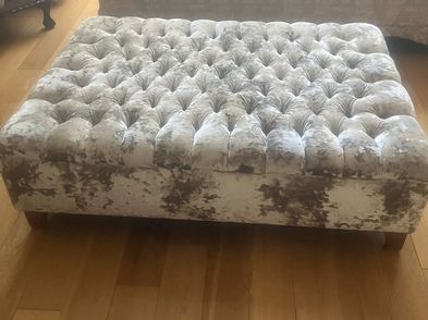 Bespoke Handmade Crushed Champagne Velvet Footstool For Sale in Louth ...
