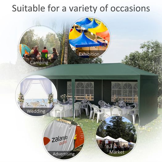 6 X 3m Party Tent Gazebo Side Panels Windows Outdoor Canopy Green For ...