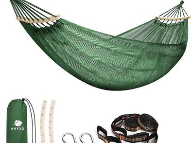 Large Mesh Hammock With Spreader Bars 320 X 150 Cm Breathable Cool Net ...