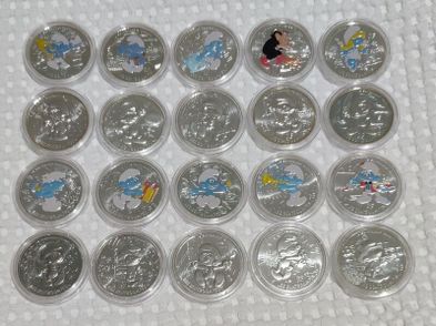 France French Silver Coins The Smurfs 2020 Full 10 Euro Coin Set In ...