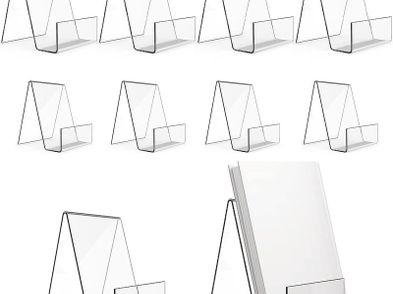 10pcs Acrylic Book Display Stand Clear Books Display Easels Tabletop ...