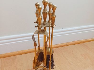 Vintage Solid Brass Companion Set 5pc H 395cm 155 For Sale in Firhouse ...