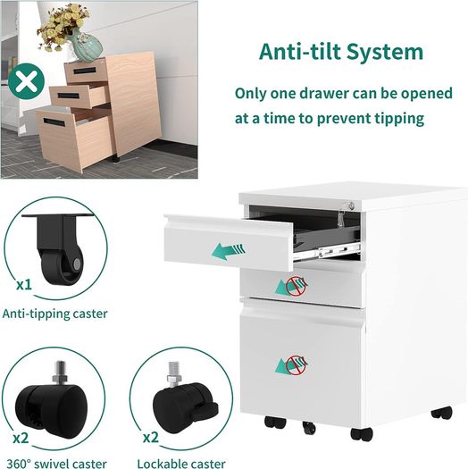 Fully Assembled 3 Drawers Lockable File Cabinet For Letterlegala4 Size ...