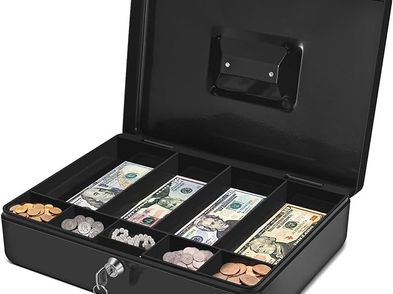 Cash Box With Money Tray And Lock Metal Cash Box For Small Businesses 9 ...
