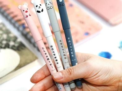 4 Pcs Gel Pen 035mm Black Ink Animal Gel Pen Erasable Pig Panda Mouse ...