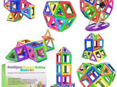 Magnetic Building Blocks Gift 94pc Kids Magnetics Construction Block ...