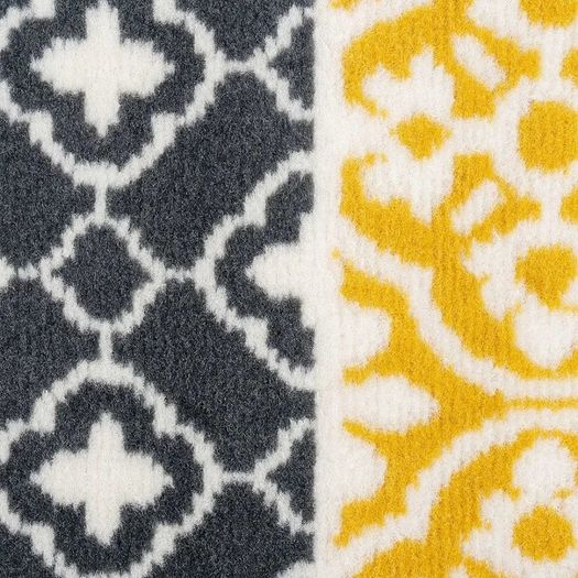 Modern Patchwork Floral Grey Yellow Durable Living Room Area Rug Stain ...