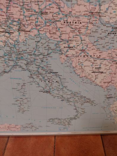 1990s Large Glass Frame School Wall Map Of Europe For Sale in Cork City ...