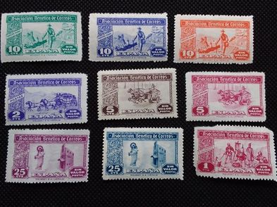 Spanish Stamps 9 Asociacion Benefica De Correos Ww2 1944 1945 Mlh For ...