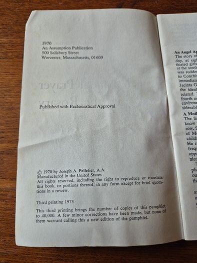 Vintage Garabandal Prayer And The Rosary Booklet Religious For Sale in ...